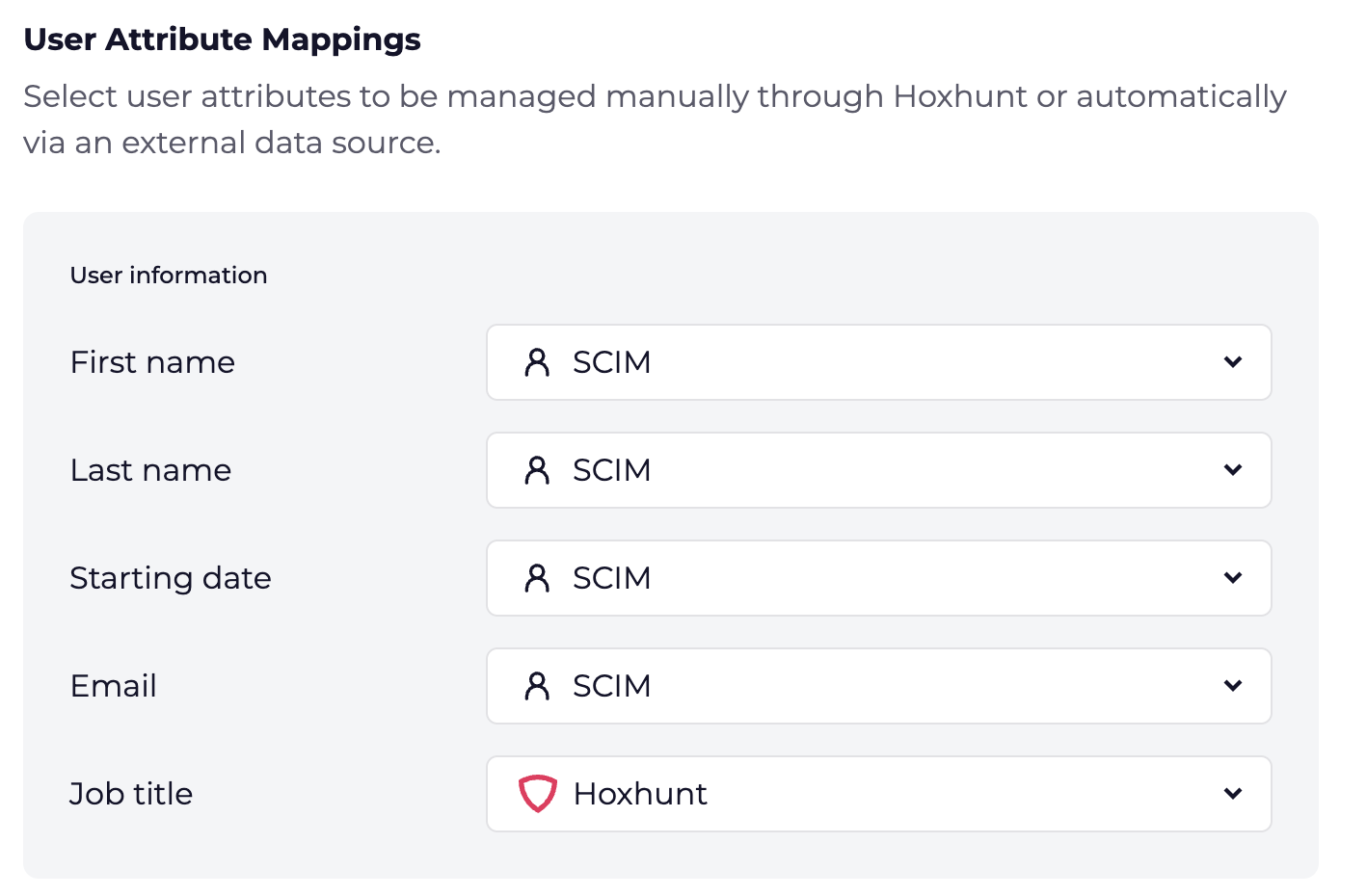 User attribute mappings – Hoxhunt