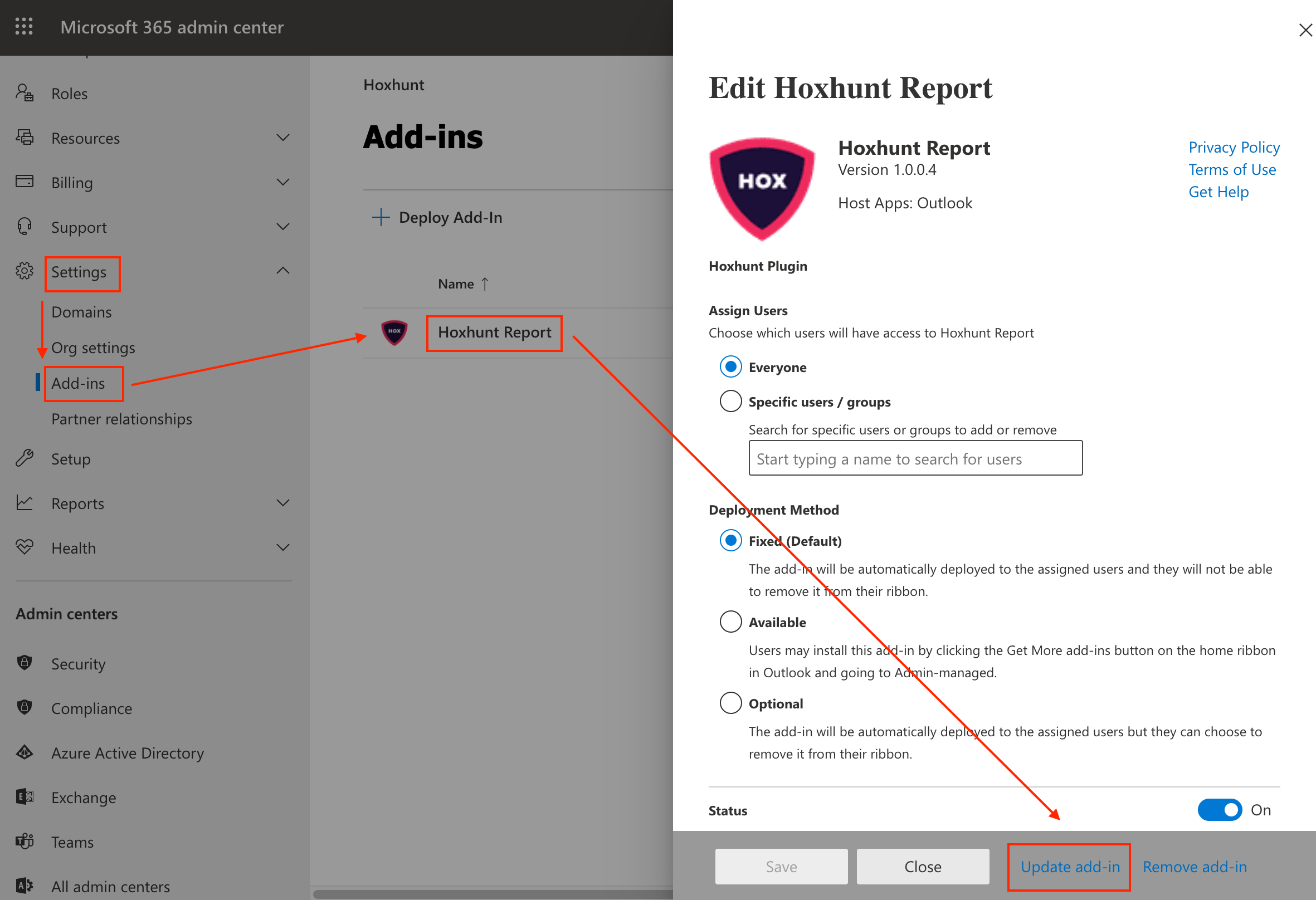 Hoxhunt button: Updating Hoxhunt Outlook add-in – Hoxhunt